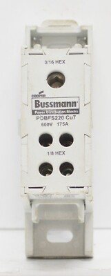 Bussman PDBFS220 Cu7 Power Distribution Block 175A 600V 1 Pole | eBay