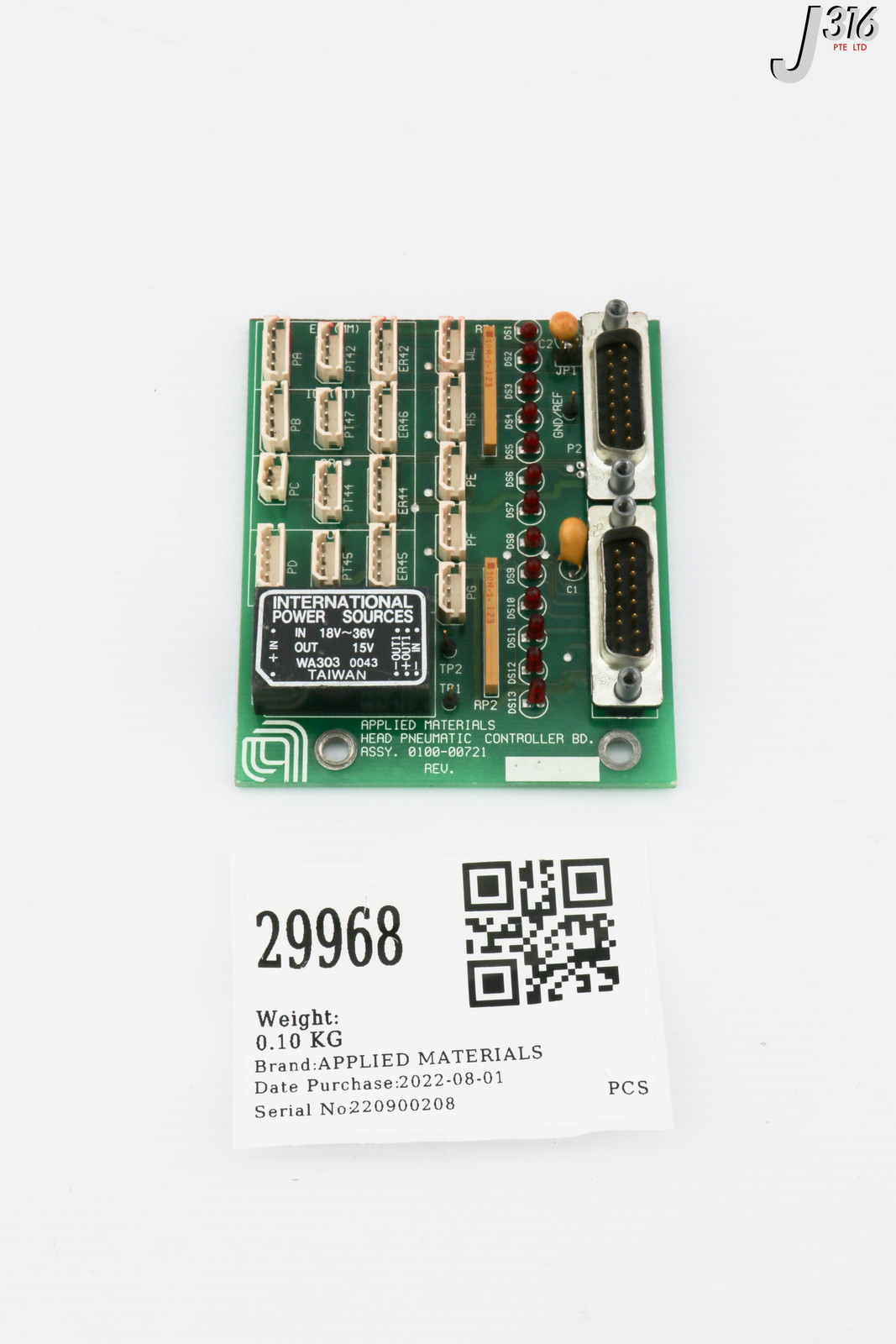 29968 APPLIED MATERIALS PCB ASSY, HEAD PNEUMATIC CONTROLLER 0100-00721 ...