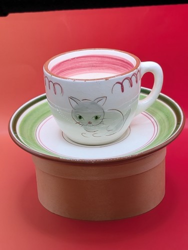 Rare Vintage Stangl Kitten Capers Cup With Florette Saucer Gray Kitten ...