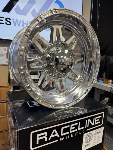 (Set-4) Raceline 888 Renegade 8 17x9 8x6.5" -12mm Polished Wheels Rims ...