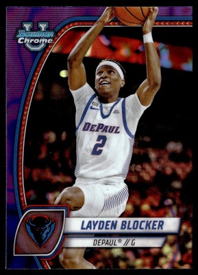 2024-25 BOWMAN UNIVERSITY CHROME PURPLE LAVA REFRACTOR LAYDEN BLOCKER ...