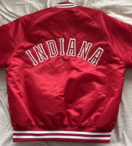 VINTAGE INDIANA HOOSIERS BIG SPELLOUT CHALK LINE RARE SATIN BOMBER ...