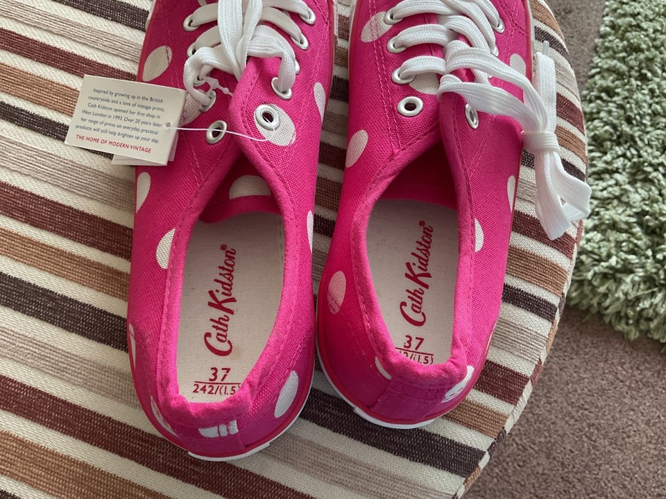 REDUCED NEW Cath Kidston, Raspberry Pink & White Plimsolls, size 37 (4 ...