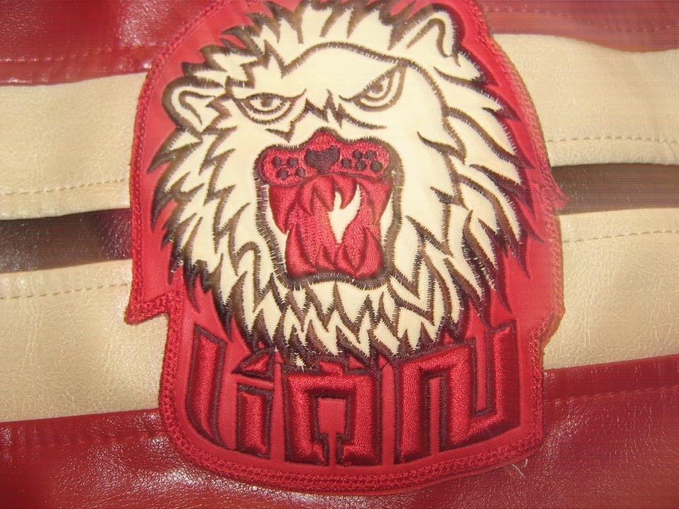 Barcode PVC jacket XXL burgundy color- streetwear with Lion on the back ...