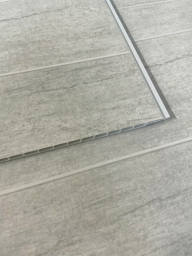 Multi Grey Large Tile Effect Wall Panels PVC Bathroom Cladding Shower ...