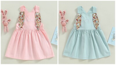 NEW Easter Bunny Rabbit Girls Sleeveless Blue Dress | eBay
