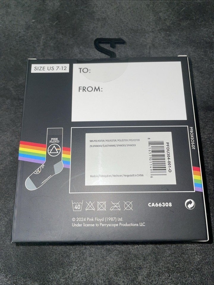Perryscope Prod Socks PINK FLOYD Gift Boxed Crew Socks MENS 7-12 Gift ...