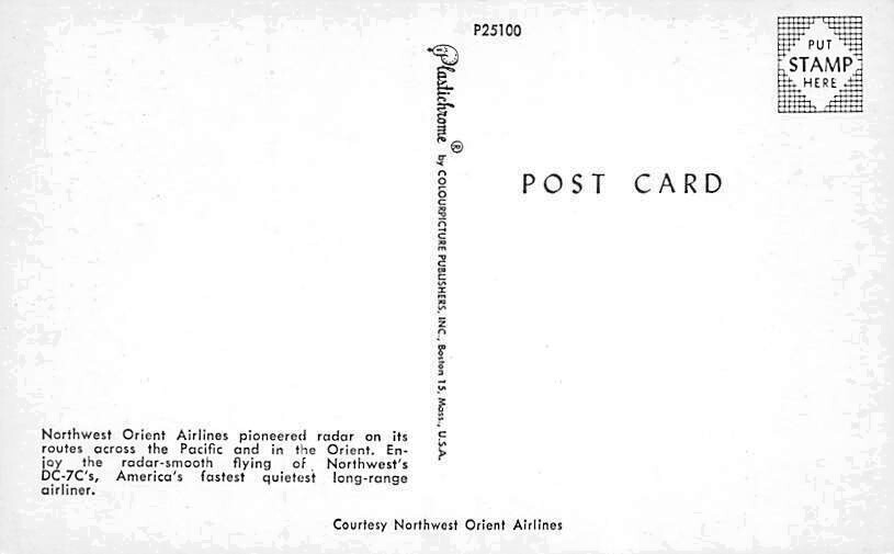 Airplane Postcards Northwest Orient Airlines DC-7C | eBay