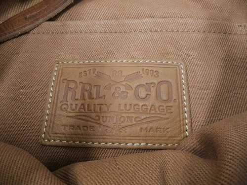 Vintage RRL Cotton Twill Leather Shoulder Bag H 33cm W 46cm D 6.5cm ...