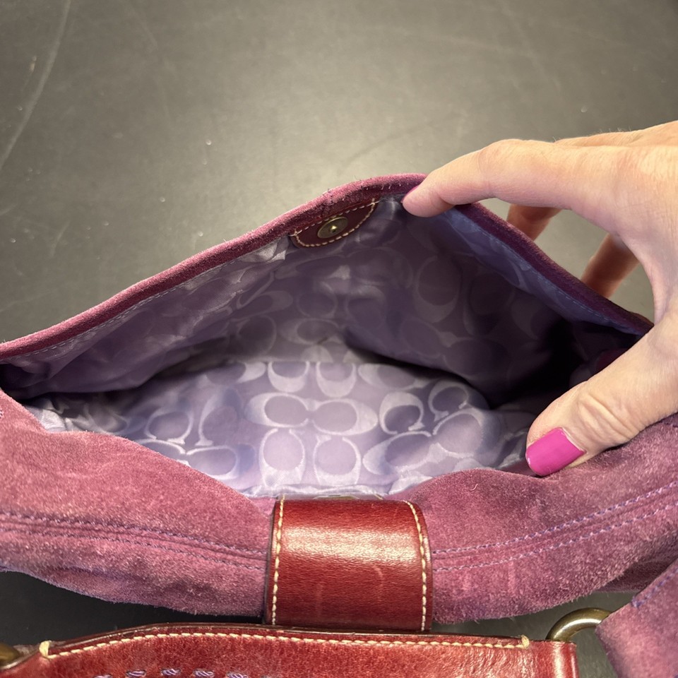 COACH Rare Soho Suede Signature Flap Shoulder Bag 9688 Purple | eBay