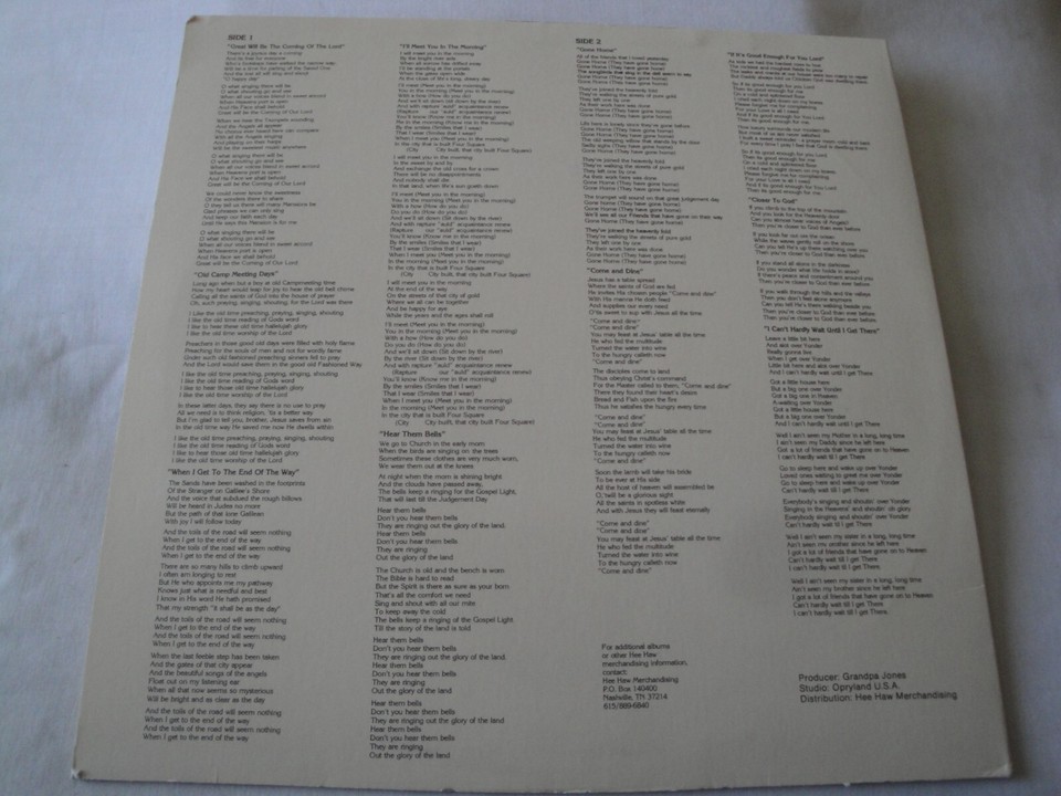 GOSPEL LIVE FROM HEE HAW---THE BEST OF GRANDPA JONES vinyl lp album HEE ...