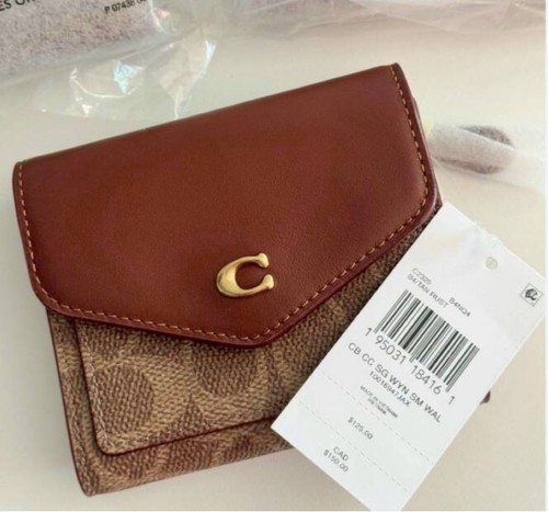 COACH WYN small wallet C2329 B4NQ4 Tan/Rust New w/Tags | eBay