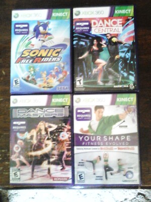 XBOX 360 Kinect 4 game lot w/ box and manuals Sonic, Dance Master ...