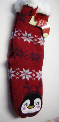 Slipper Socks By Gold Medal, Ladies Non-Skid, Red, Sock Size 9-11, Shoe ...