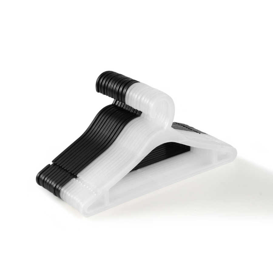 Black Plastic Clothes Hangers Bulk Set Heavy Duty Coat Cloth Space ...