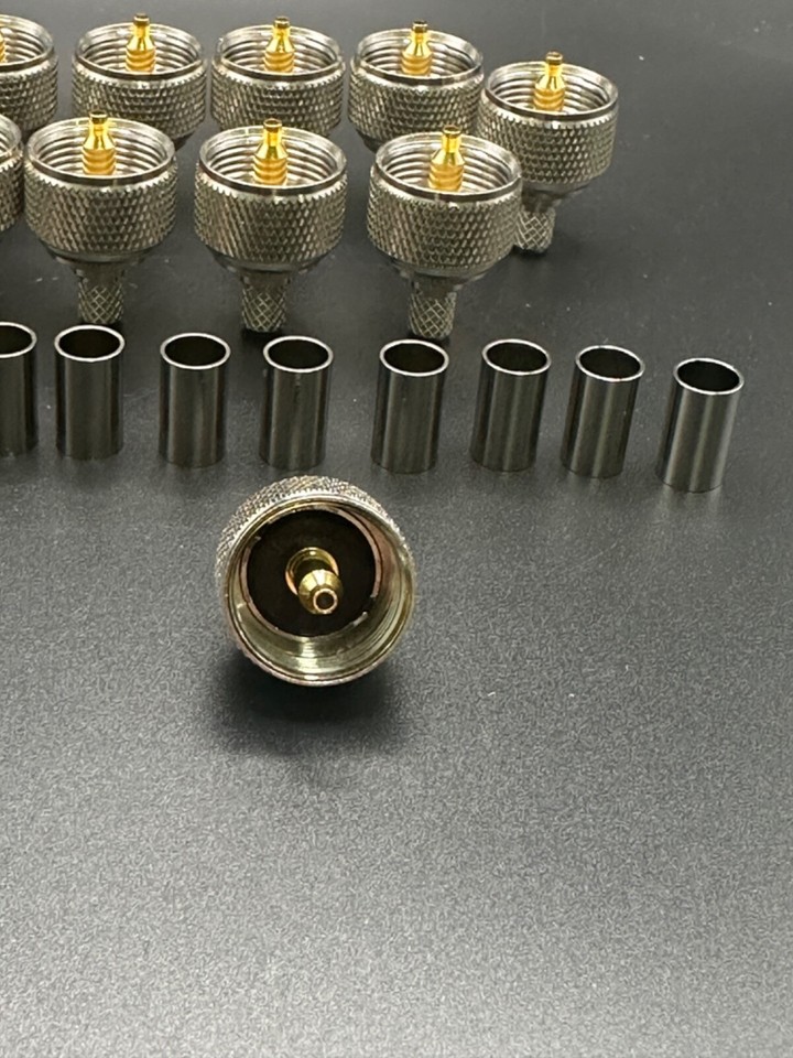 10x UHF PL-259 Male Gold Pin Plug Crimp-Type Connector for RG8X LMR240 ...