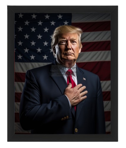 PRESIDENT DONALD TRUMP WITH AMERICAN FLAG PATRIOTIC 8X10 AI FRAMED ...