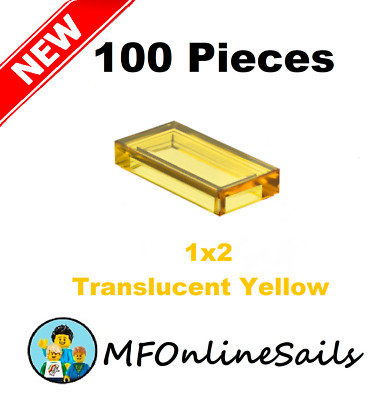 100x Genuine LEGO 1x2 Tiles - Translucent Yellow - 3069b Bulk Trans | eBay