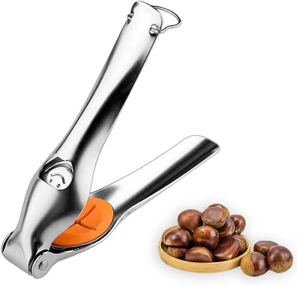 Portable Nut Cracker and Chestnut Cutter with Ergonomic Design - Silver ...