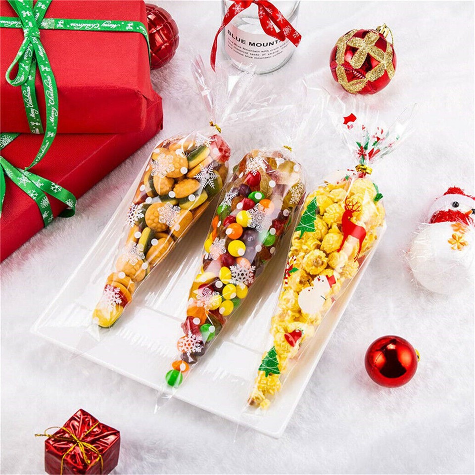 Snowflake Cellophane Cello cone bags Gift Party Treat Kids Sweet ...