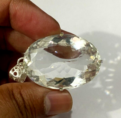 100Ct+ EGL Certified Natural White Topaz 925 Solid Silver Pendant ...