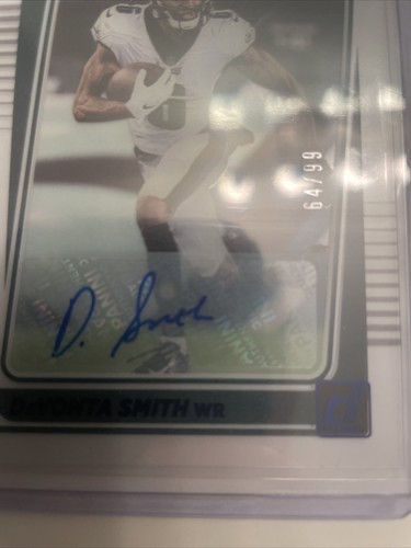 DEVONTA SMITH 2021 PANINI DONRUSS CLEARLY RATED ROOKIE AUTO CARD #14/99 ...