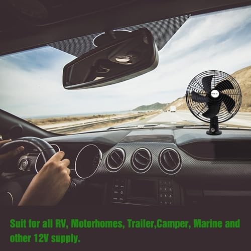 12V RV Cooling Fan with 2-Speed Switch, 8.75-Inch Heavy Duty Black ...