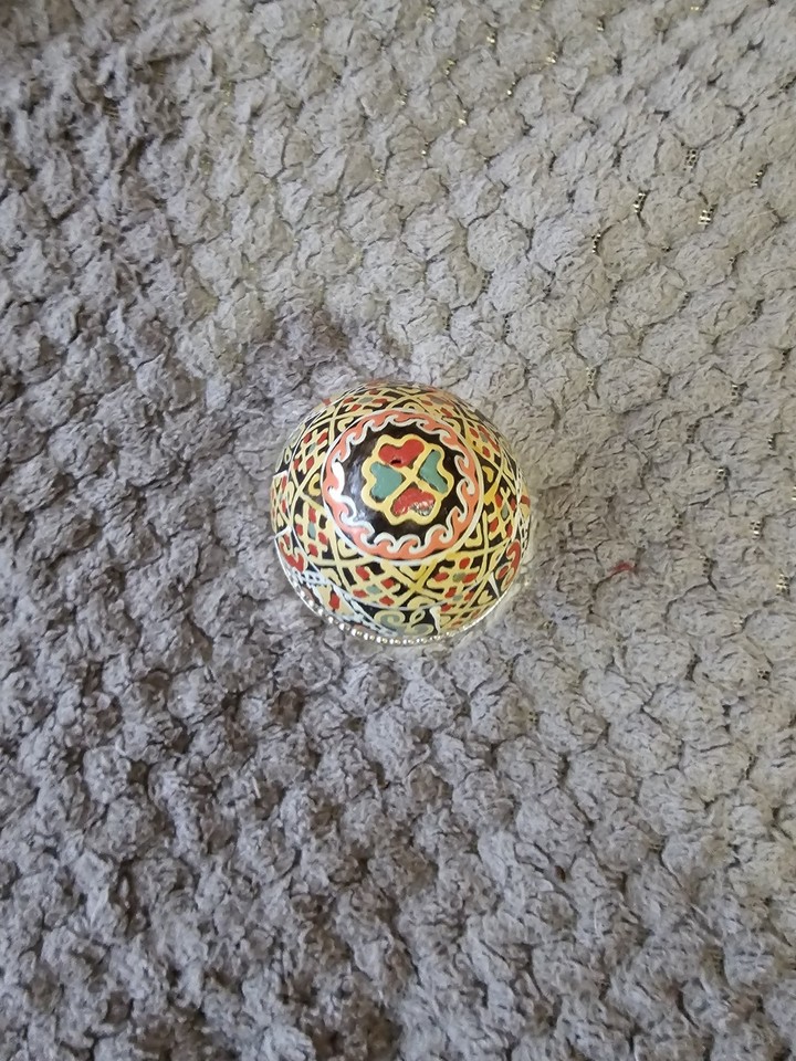 Hand Painted Wooden Decorative Egg on Metal Stand – Folk Art Design | eBay