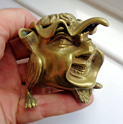 NOVELTY VICTORIAN IMP / DEMON BRASS INKWELL WITH DIP PEN HOLDERS | eBay UK