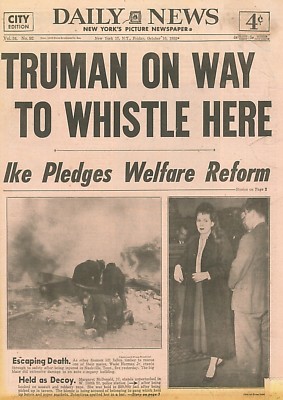 DAILY NEWS 1952 October 10 TRUMAN EISENHOWER REESE BERRA NASHVILLE FIRE ...