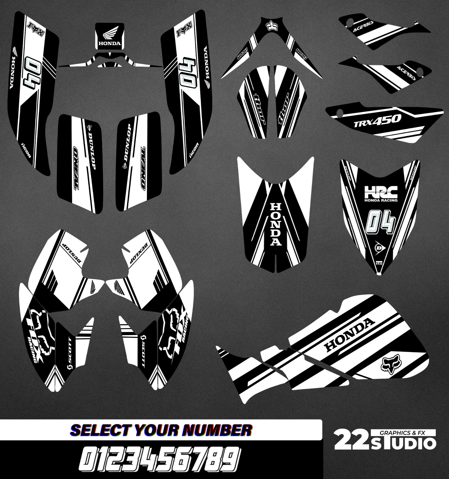 Honda TRX450R TRX 450 2006 /2014 full ATV graphic kit decals stickers ...