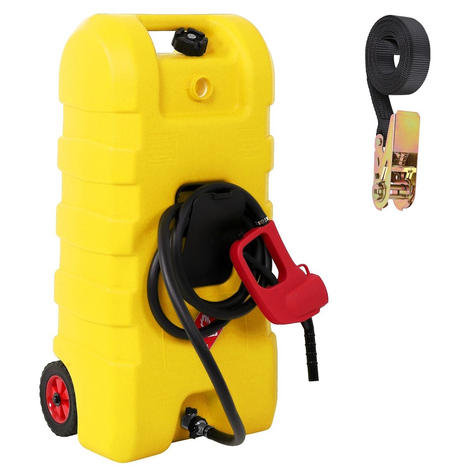 15 Gallon Gas Fuel Tank Caddy with Manual Pump, Diesel Fuel Container ...