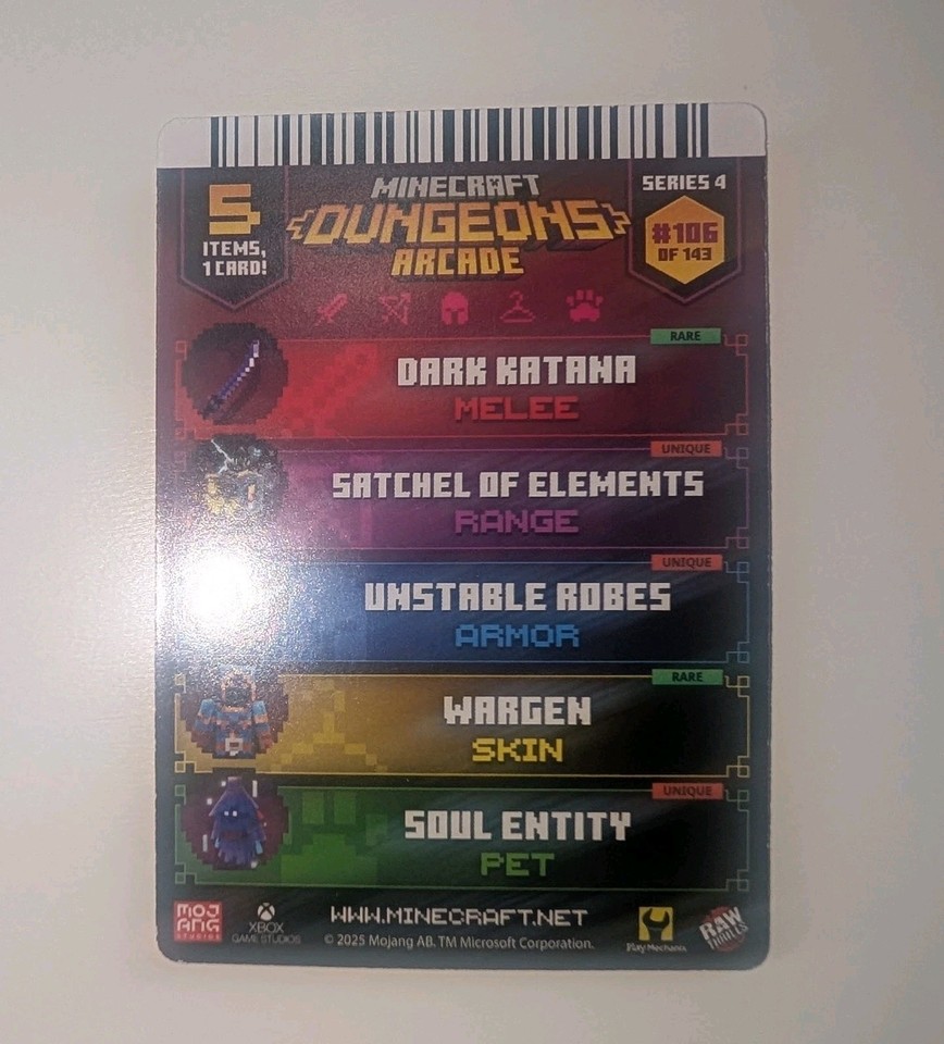 Minecraft Dungeons Arcade Series 4 (#106 Hero: Wargen) Matte FOIL Card ...