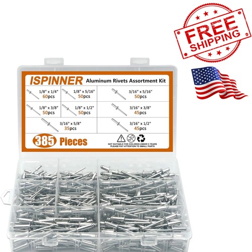 Comprehensive 8 Size Blind Rivet Kit - Durable Aluminum Rivets, 385 ...