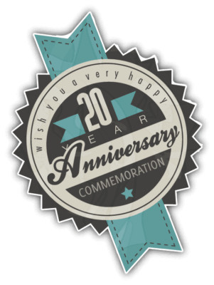 Anniversary 20 Twenty Year Commemoration Label Car Bumper Sticker Decal ...