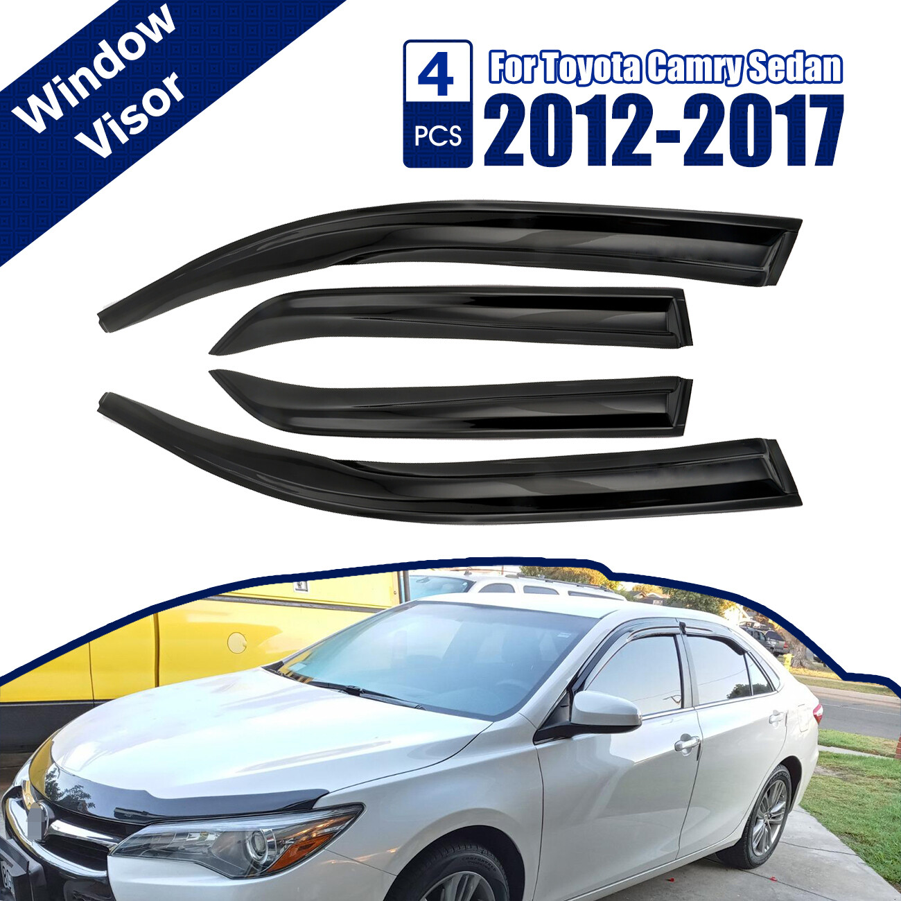 Fit 2012-2017 Toyota Camry Window Visor Sun Shade Vent Rain Guard Wind ...