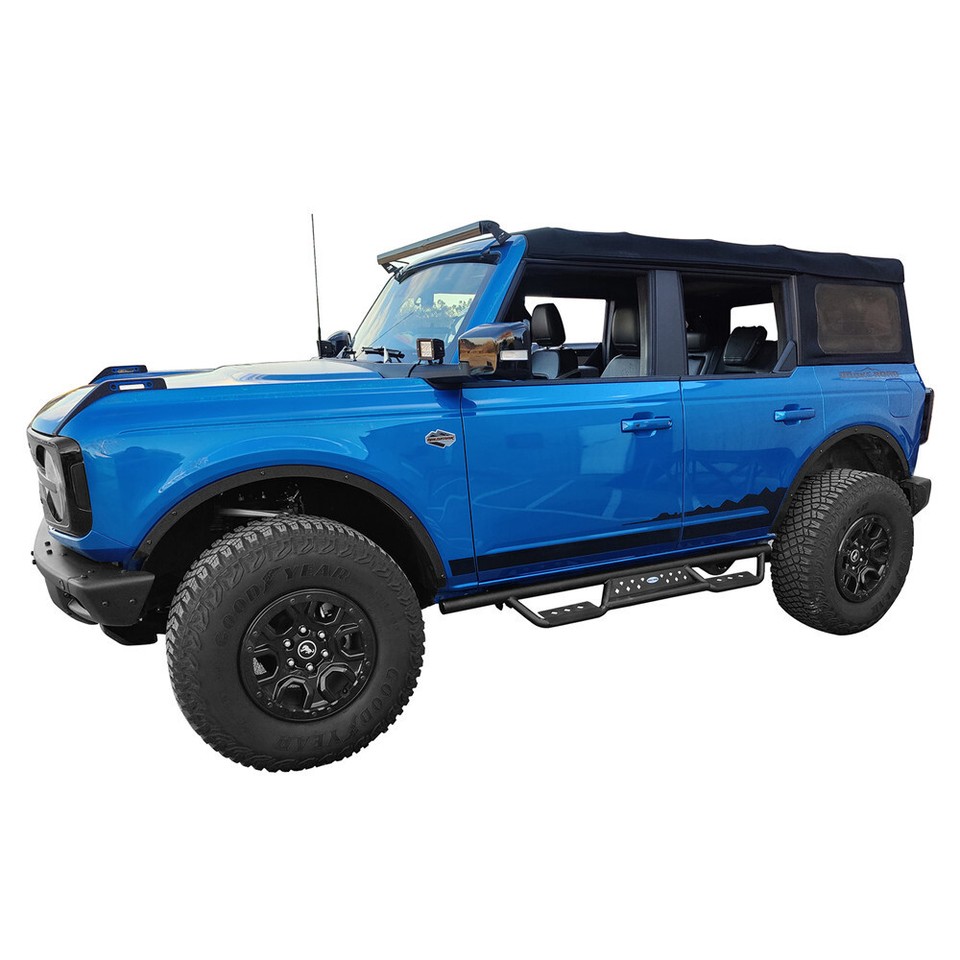 2Pcs Steel Side Steps Running Boards Rock Rails for Ford Bronco 2021 ...
