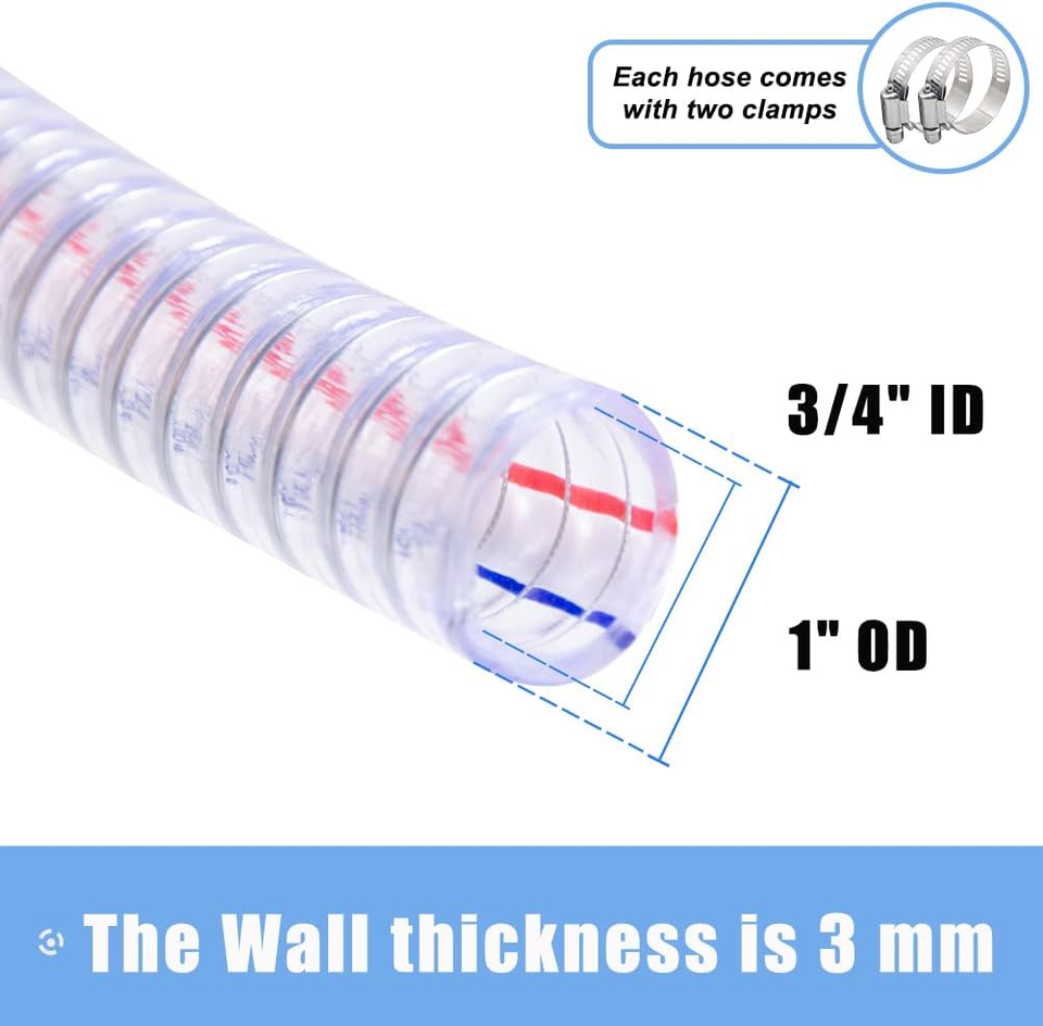 Ququyi 3/4 Inch ID X 1 Inch OD Heavy-Duty Steel Wire Suction PVC ...