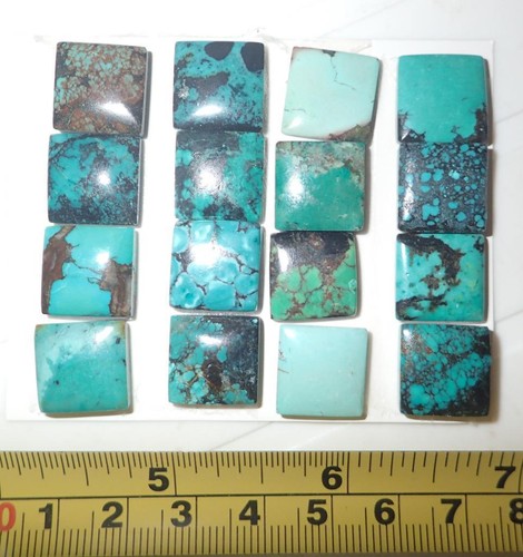 Turquoise Stone Square 14x14 mm Flat Cabochon 133.5 Carat 16 pieces 26. ...