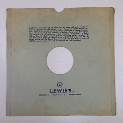 12" 78 gramophone record sleeve LEWIS`S LIVERPOOL MANCHESTER BIRMINGHAM ...