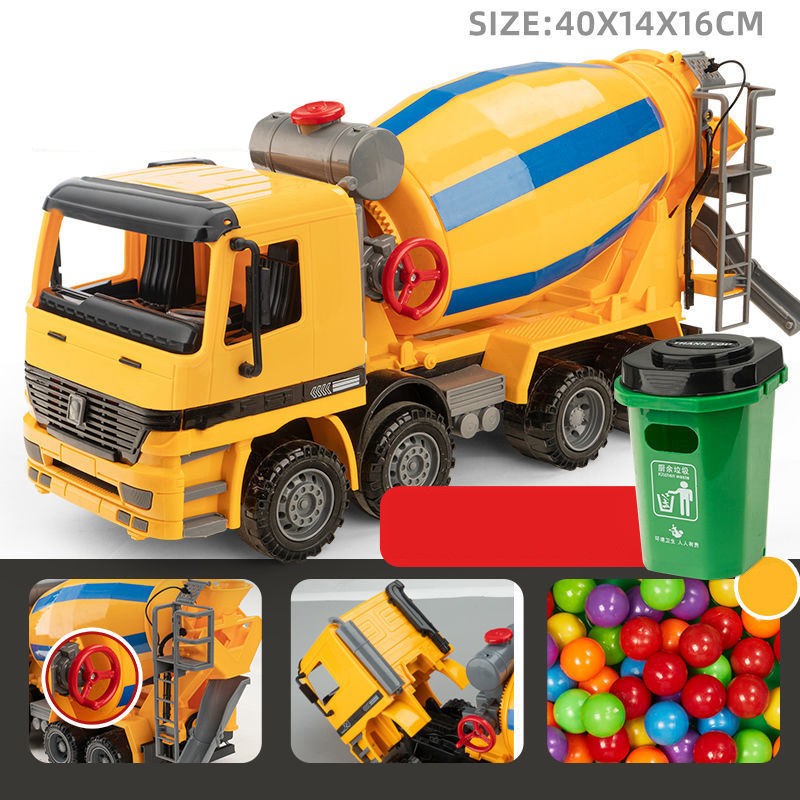 Cement Truck Mixer Toy Simulation Model Oversized With Storage Bucket ...
