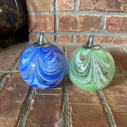 Blown Glass Blue & Green Tiki Torch Oil Lamp Globe Set of 2 | eBay
