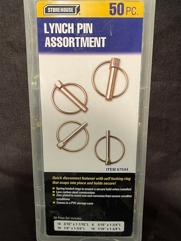 50 Pc Lynch Pin Assortment Snap Spring Ring Trailer Tractor Skidsteer ...