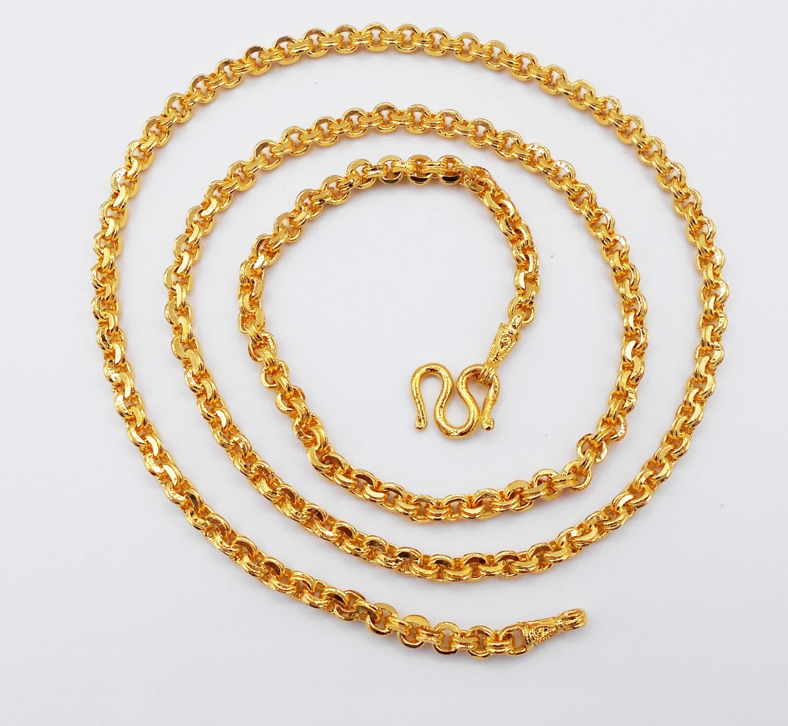 4 MM Chain Necklace 23K 24K Thai Baht Yellow Gold GP Filled 24 inch ...