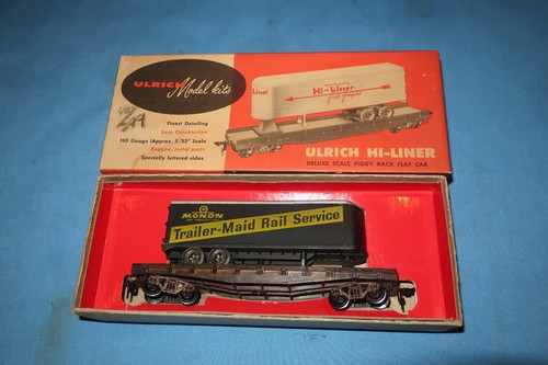 Ulrich Model Kits HO Scale #PF-2 Flat Car with Monon Trailer-Maid Rail ...