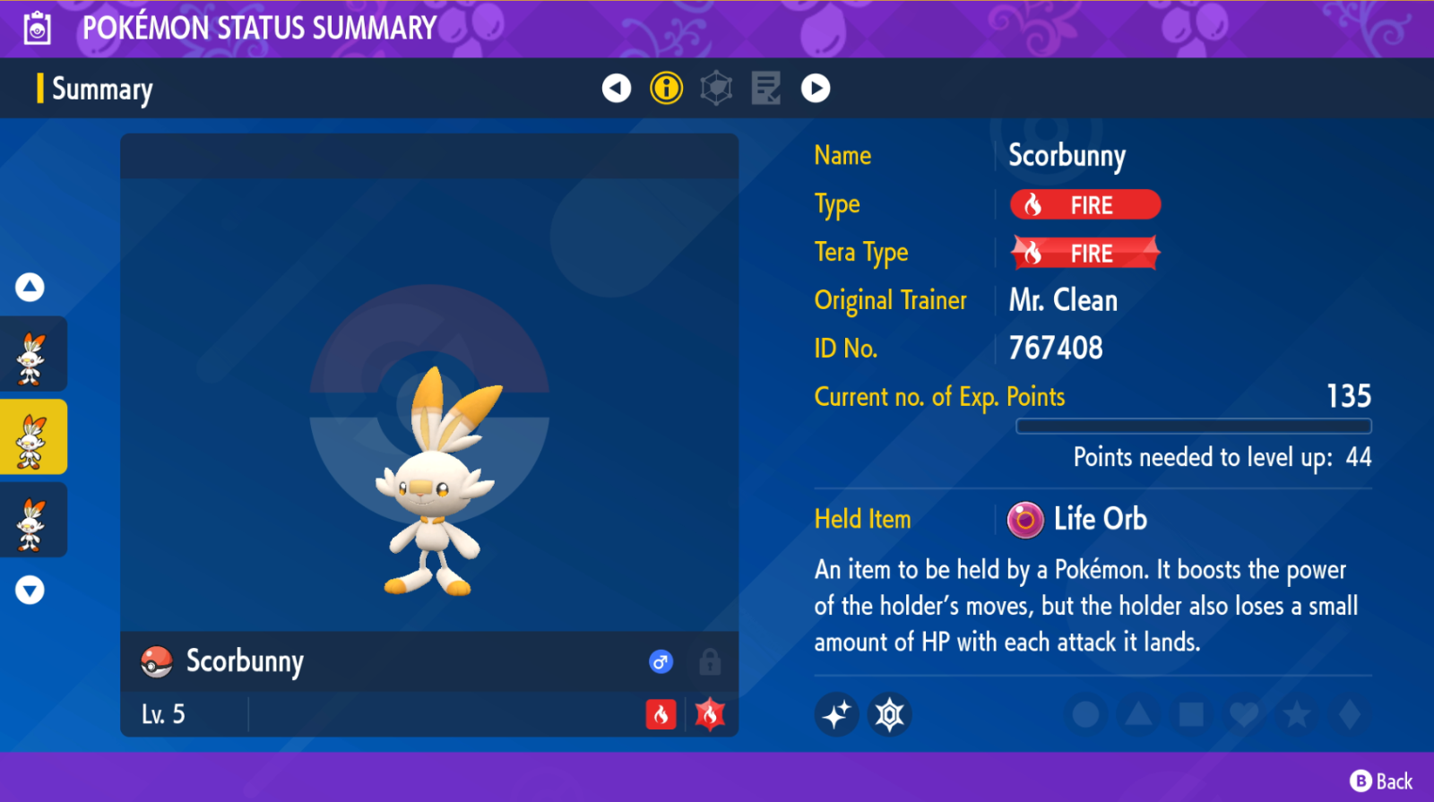 6IV SHINY SCORBUNNY POKEMON SCARLET AND VIOLET EV'D SHINY BATTLE READY ...