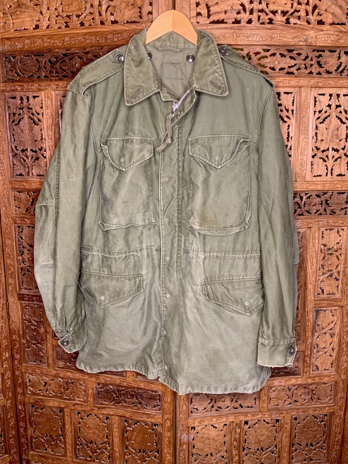 Vintage Military Field Jacket Coat Olive Army Green M… - Gem