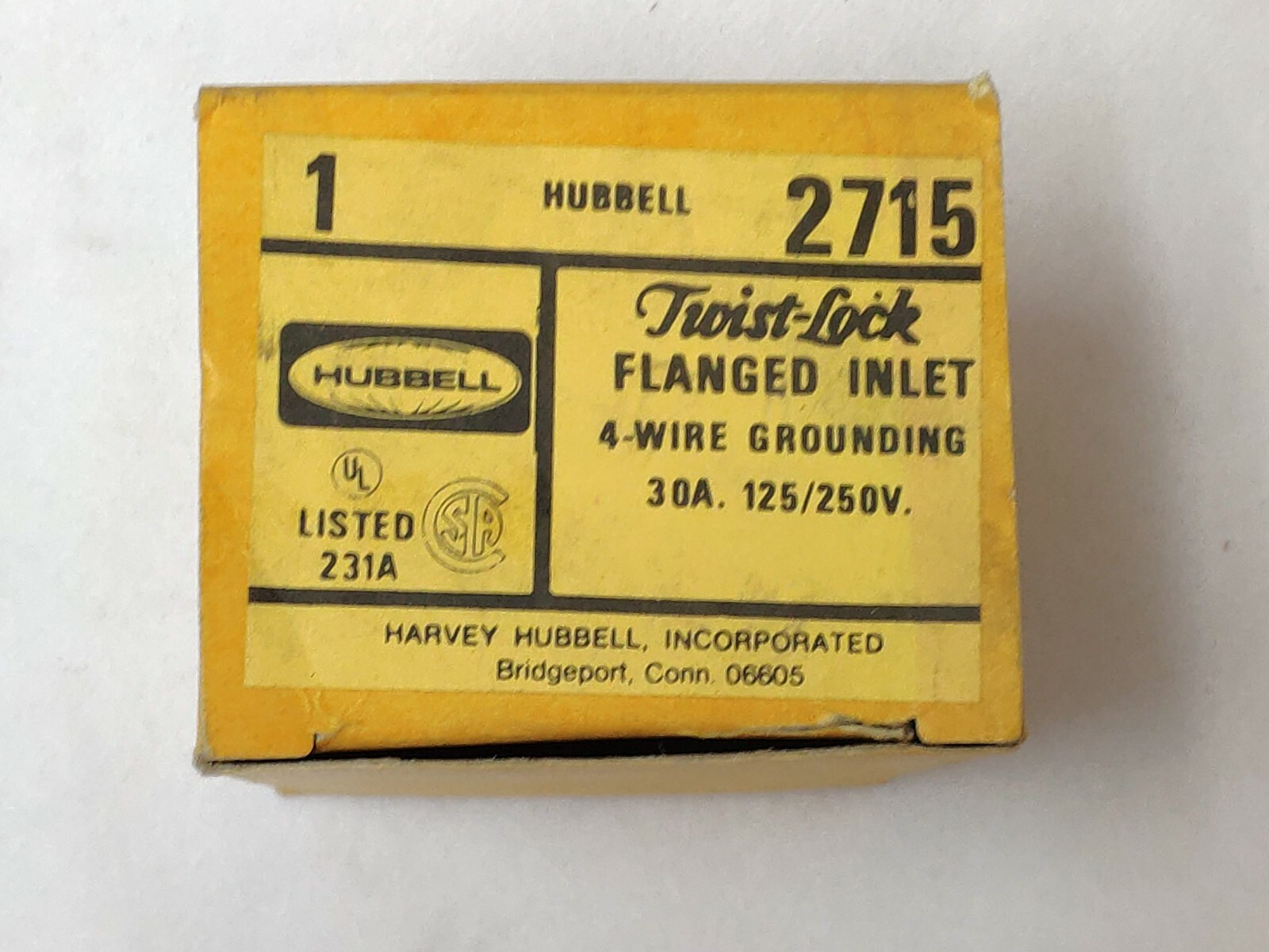 Hubbell Insulgrip FLANGED INLET Twist-Lock Plug HBL2715 30A/125-250V/4 ...