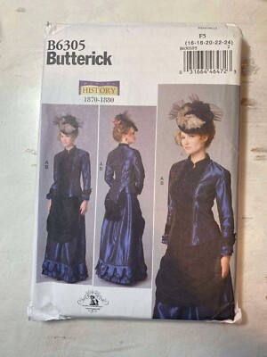 Butterick Pattern B6305 Sz 16-24 Victorian Dress History Costume ...