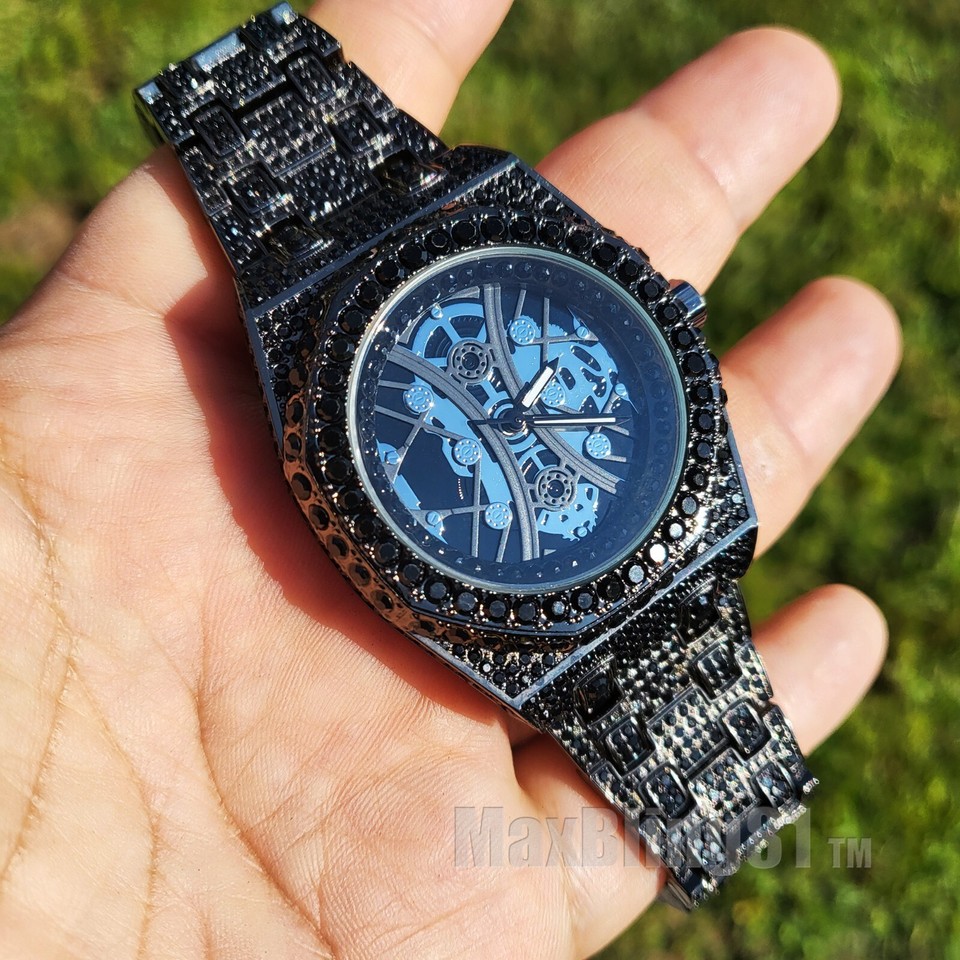 Men's Watch Luxury Bling Rapper Simulated Diamond Metal Hip Hop Full ...